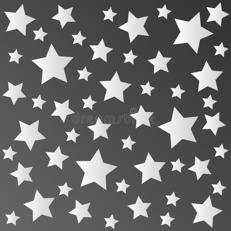 White Stars on Fading Black Sky Pattern, Vector Illustration Stock ...