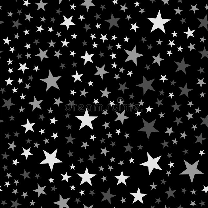 White Stars Pattern on Black Background. Stock Vector - Illustration of ...