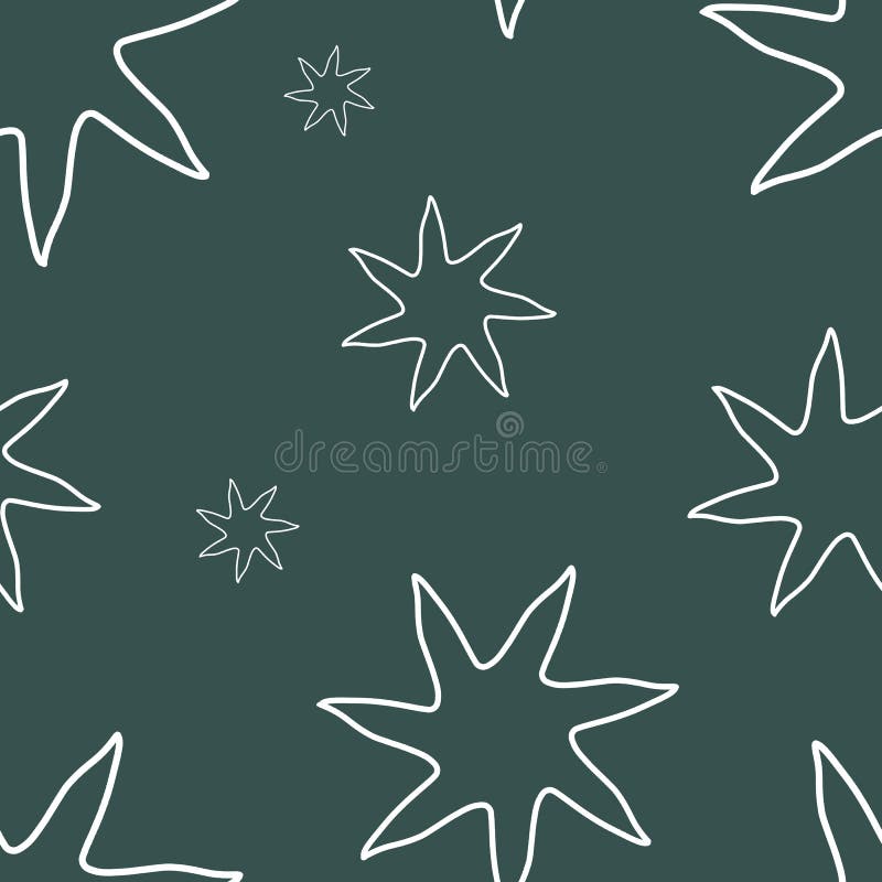 White Stars Seamless Pattern on a Dark Turquoise Background. Stock ...