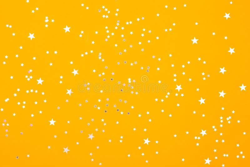White Stars on Yellow Bright Background. Stock Photo - Image of ...