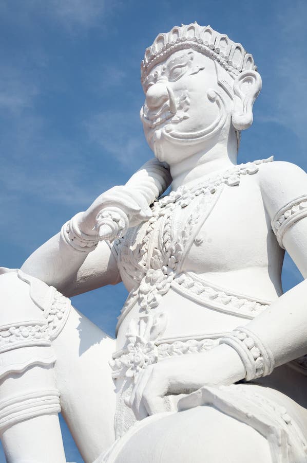 White Statue of Thai Guardian Stock Photo - Image of statue ...