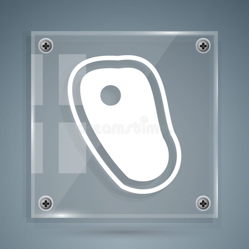 White Steak Meat Icon Isolated on Grey Background. Square Glass Panels ...