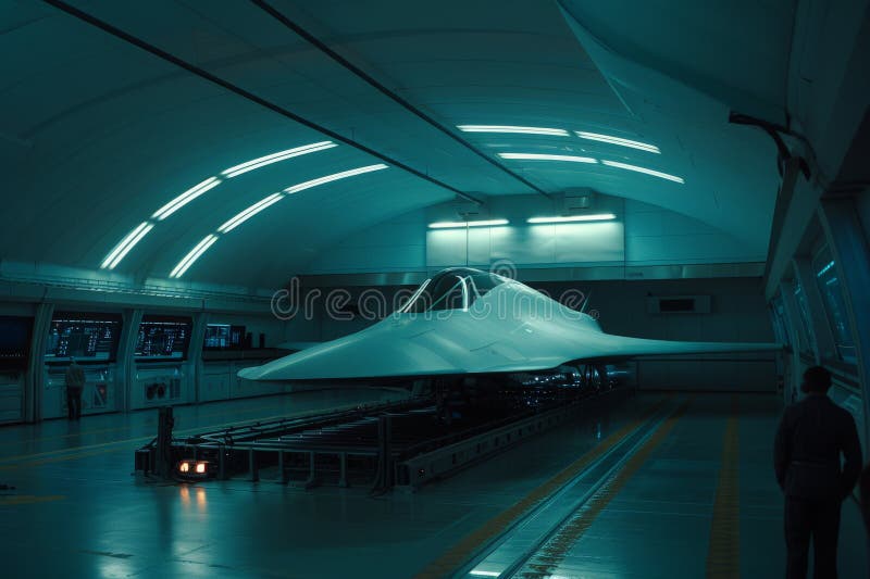 Stealth Aircraft Undergoing Testing in a Wind Tunnel Stock Illustration ...