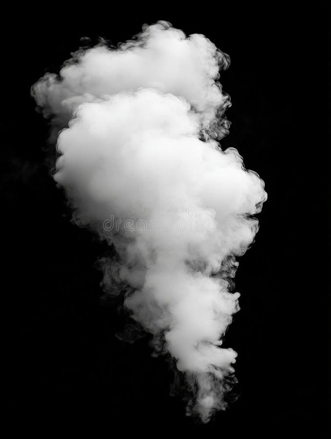White Steam Smoke Puff Cloud Rises Dramatically Against Black ...