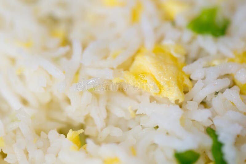 White Steamed Rice with Slices of Fried Egg Close Up Stock Image ...