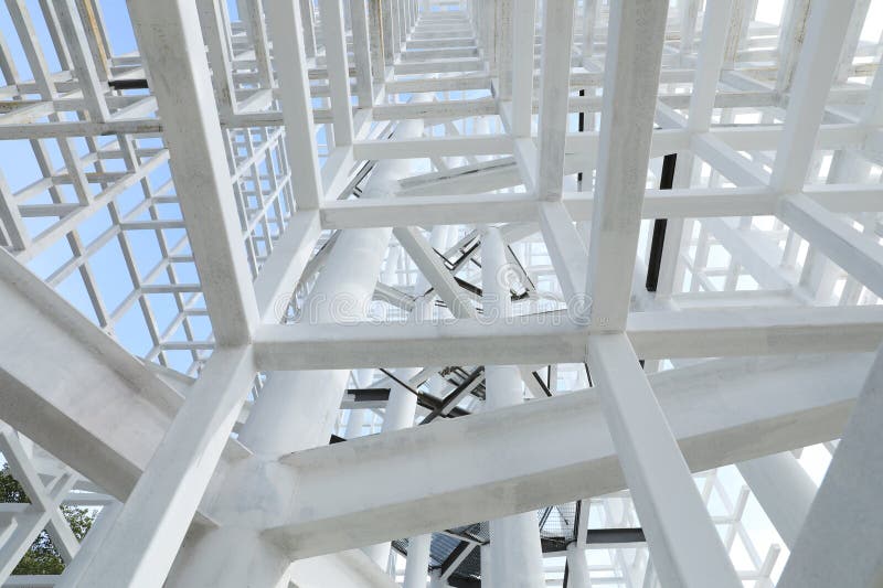 White steel beam structure stock photo. Image of perspective - 276798538