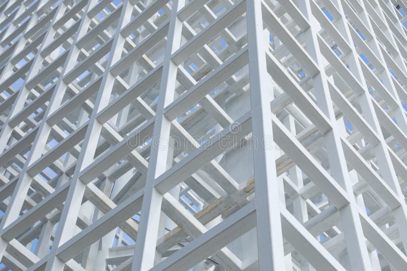 White steel beam structure stock photo. Image of estate - 276799102