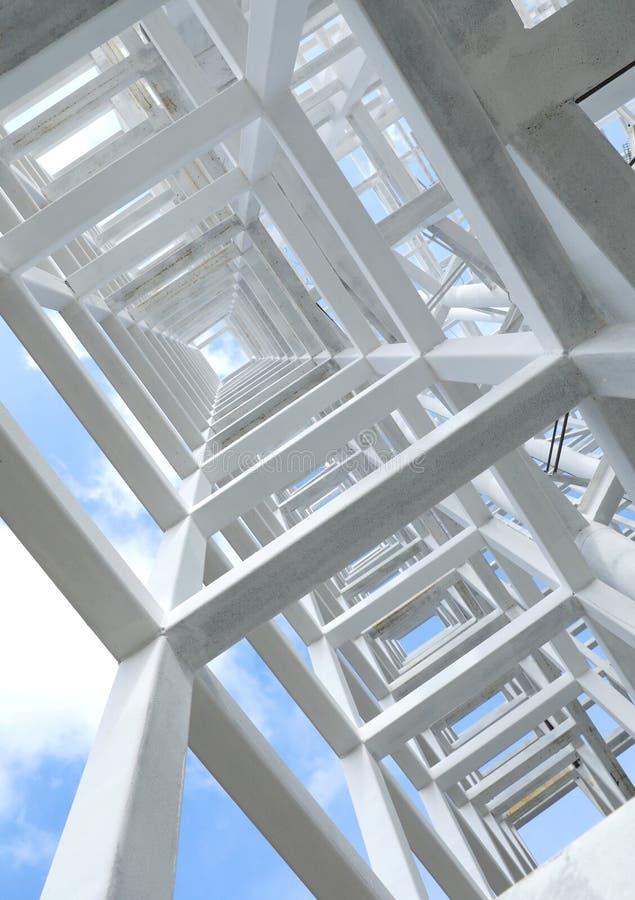 White Steel Beam Structure with Blue Sky Background Stock Image - Image ...