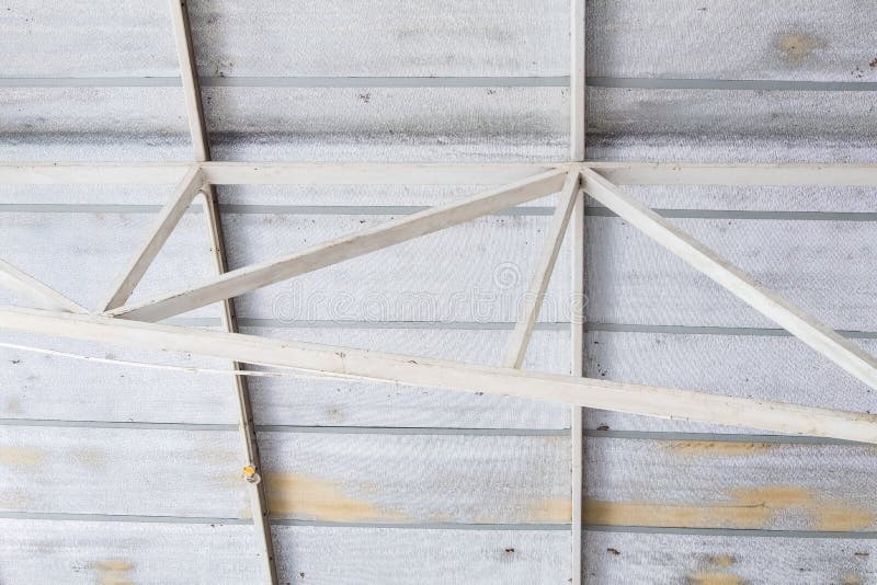 White Steel Frame for the Roof Structure Stock Image - Image of ...