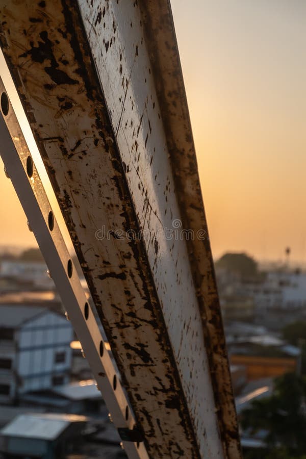 White Steel Structure on Sky at Sunset Stock Image - Image of object ...
