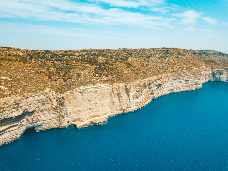 White Steep Cliffs on the Island of Malta. Stock Photo - Image of ...
