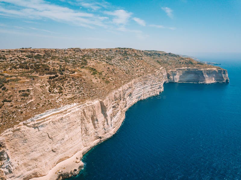 White Steep Cliffs on the Island of Malta. Stock Image - Image of cliff ...