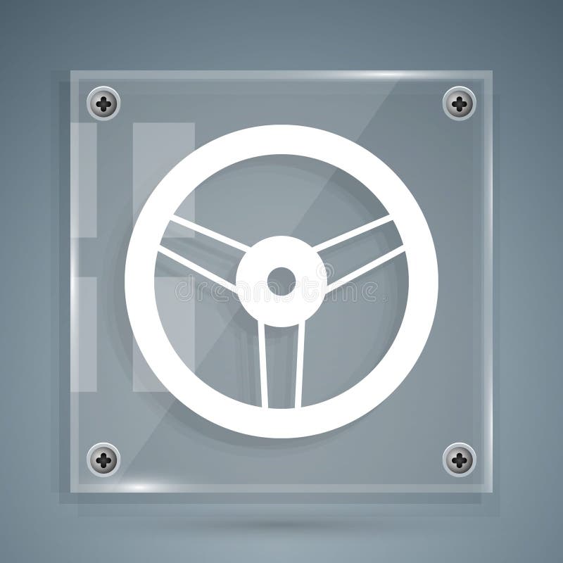 White Steering Wheel Icon Isolated on Grey Background. Car Wheel Icon ...