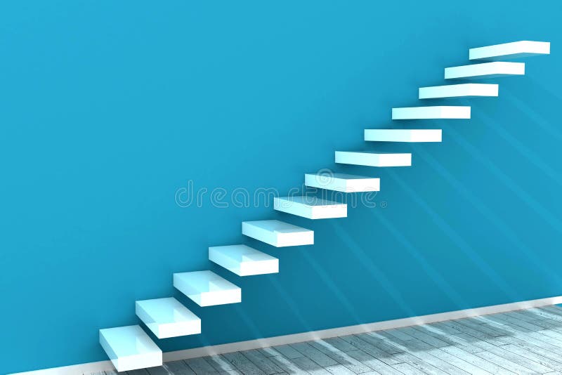 White 3d Man Steps Up To Success on Stairs Red Arrows Stock ...