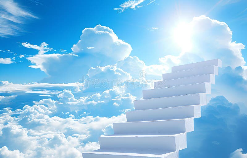 Golden Spiral Staircase To Heaven in Pastel Sky Stock Illustration ...