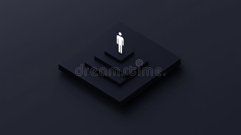 A White Stick Figure Standing on a Black Platform. Stock Illustration ...