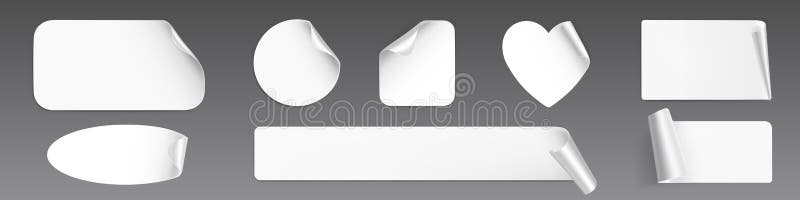 White Stickers, Peeling Off Paper Labels Stock Illustration ...