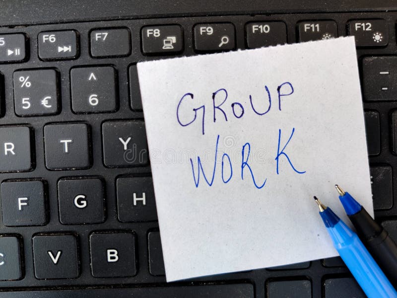 A White Sticky Note with Text GROUP WORK Stock Image - Image of space ...