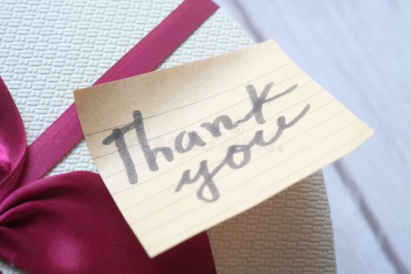White Sticky Note with Thank You Message on Gift Stock Photo - Image of ... White Sticky Note with Thank You Message on Gift Stock Photo - Image of ...