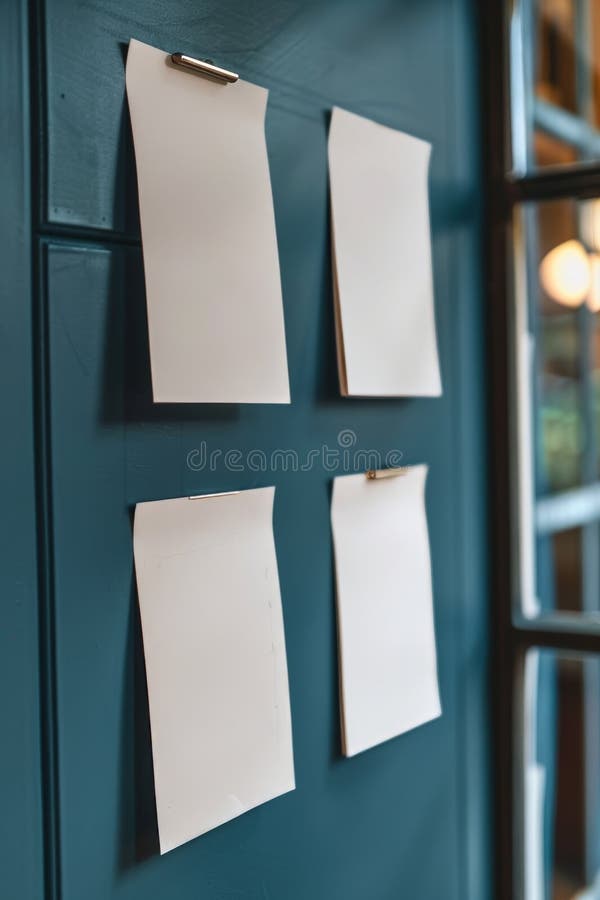 White Sticky Notes Hanging on an Office Bulletin Board for Reminders ...