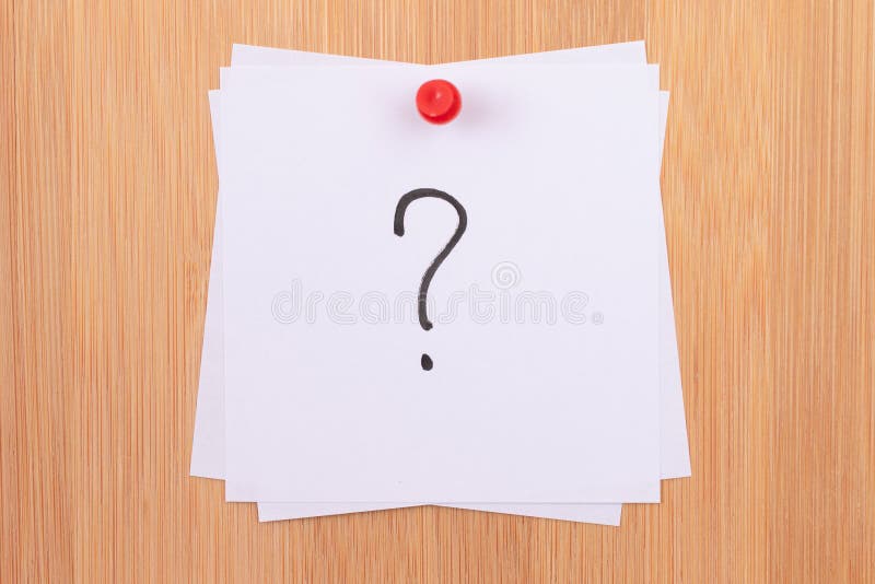 White Sticky Notes with Question Mark Pinned To the Wooden Message ...