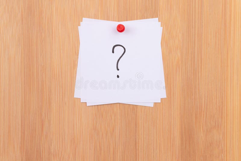 White Sticky Notes with Question Mark Pinned To the Wooden Message ...