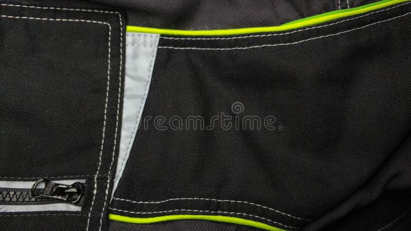 White Stitching on Black Fabric. Texture of Black Working Clothes White ...