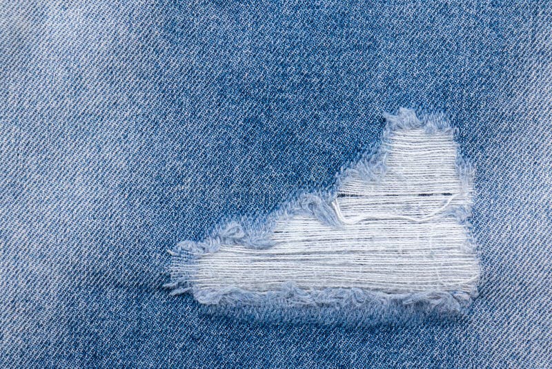 White Stitching on Blue Denim Jeans Patch. Close Up Blue Jean Frame ...