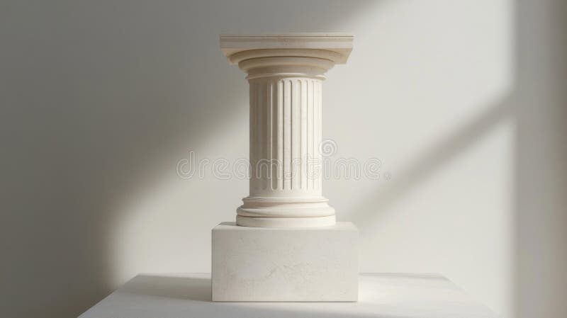 White Stone Classical Column Model on White Base Stock Illustration ...