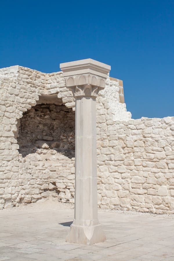 White Stone Column Inside the Ruins. Stock Image - Image of religion ...