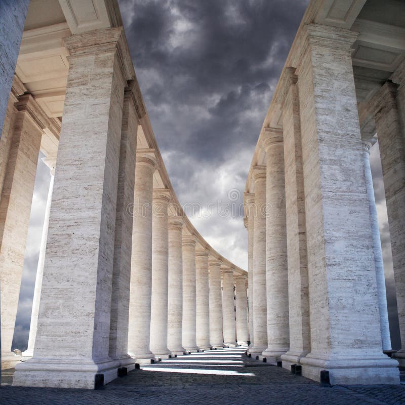 White Stone Columns Against the Sky Stock Photo - Image of archeology ...
