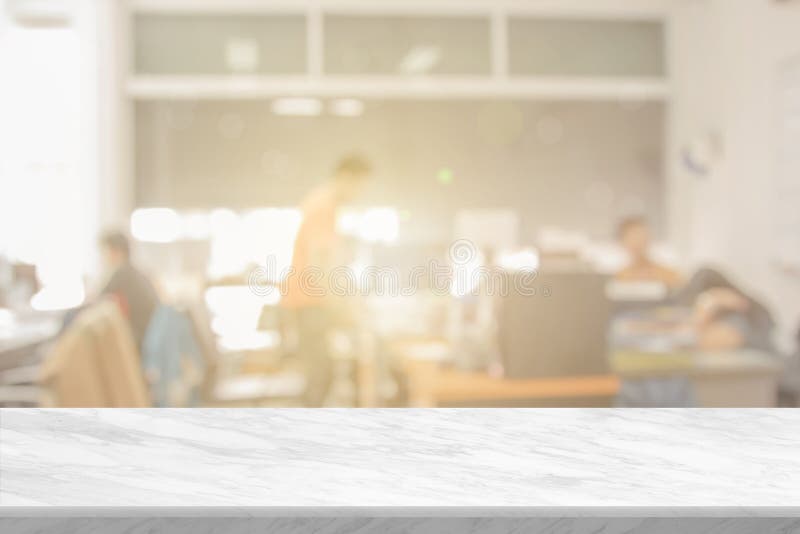 White Stone Marble Table Top and Blurred Abstract Background from ...