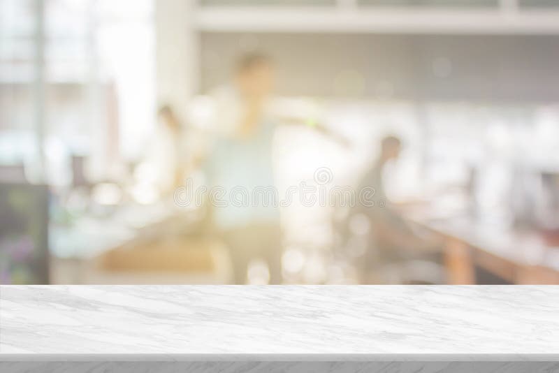 White Stone Marble Table Top and Blurred Abstract Background from ...