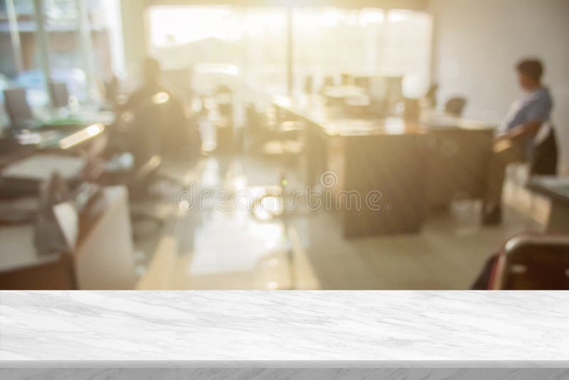 White Stone Marble Table Top and Blurred Abstract Background from ...