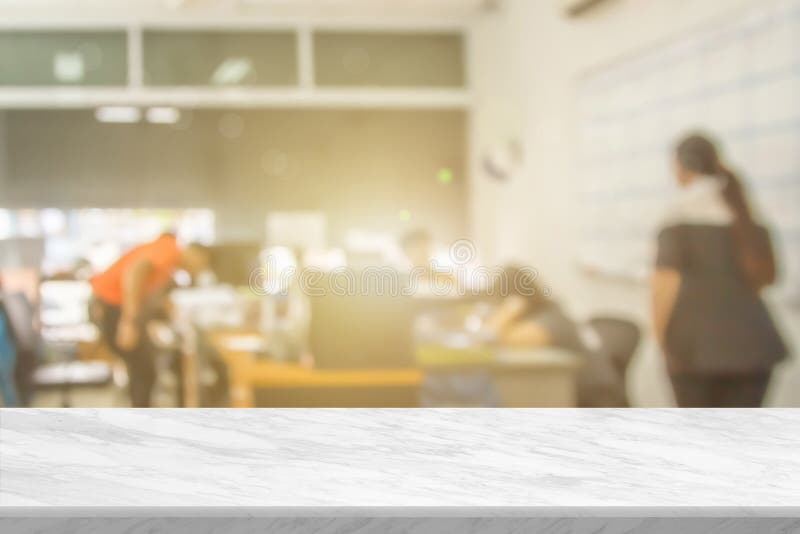 White Stone Marble Table Top and Blurred Abstract Background from ...