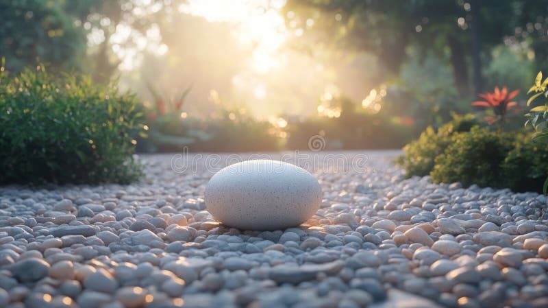 White Stone on Pebble Path at Sunrise Stock Illustration - Illustration ...