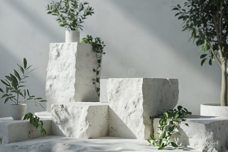 White Stone Podium for Cosmetic Product Display Stock Illustration ...