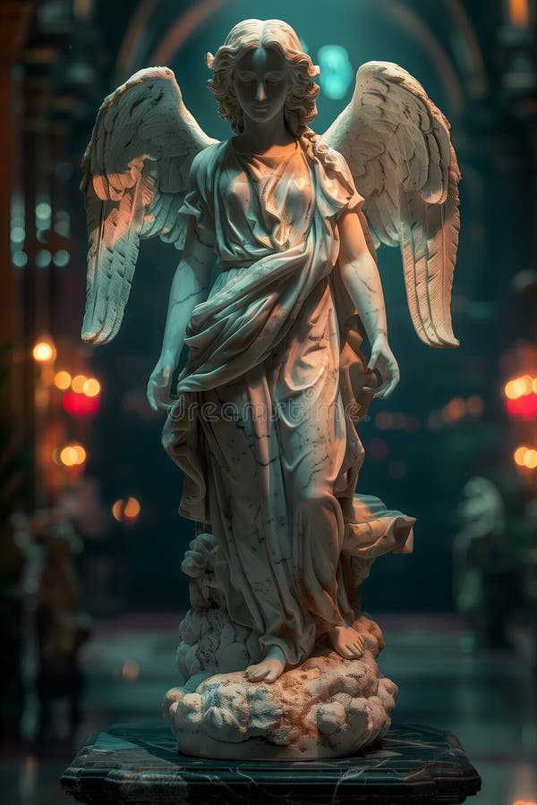 Stone Angel Statue in a Church Setting Stock Photo - Image of worship ...