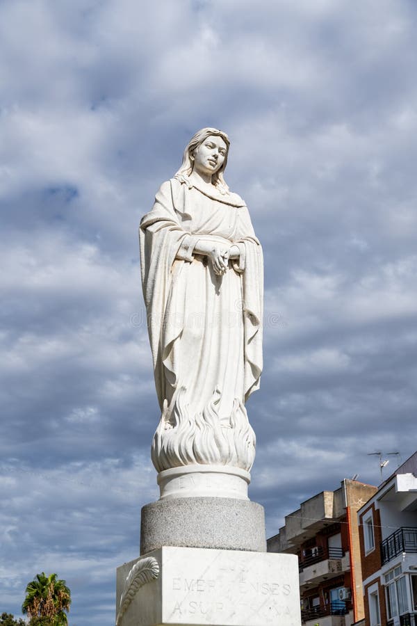 White Stone Statue of Santa Eulalia Monument Surrounded by Flame ...