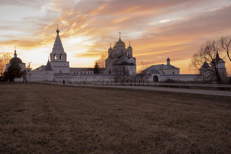 White Stone Wall and Towers of the Monastery Against the Background of ...
