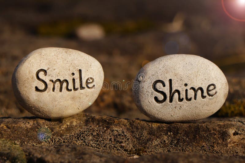 Smile Shine on stone. stock image. Image of sunshine - 178615427