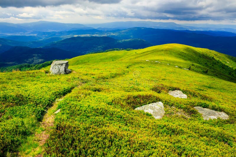 Stones on the Hillside at Sunset Stock Image - Image of dawn, sunlight ...