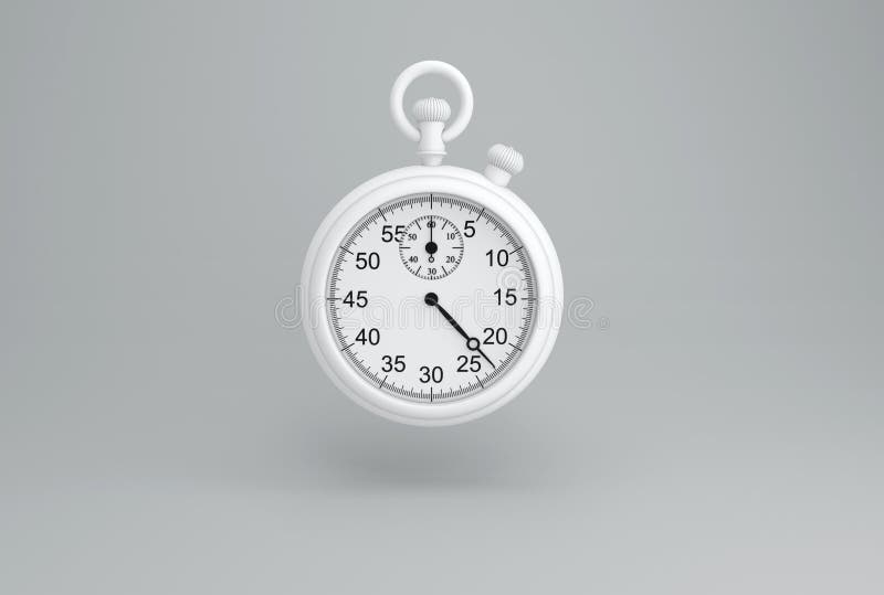 White Stop Watch on a Gray Studio Background. Minimal Concept Stock ...
