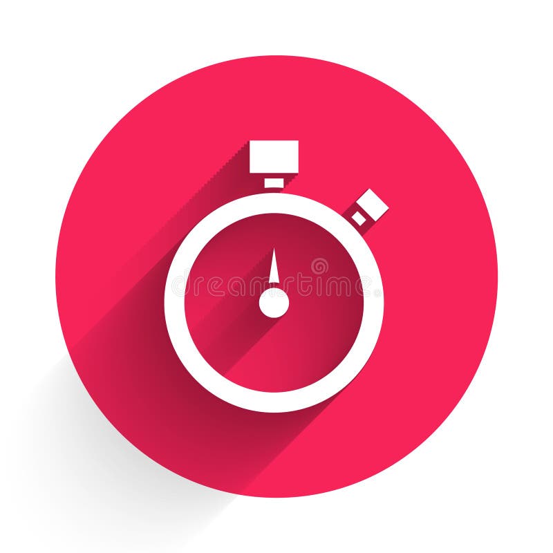 White Stopwatch Icon Isolated with Long Shadow. Time Timer Sign ...