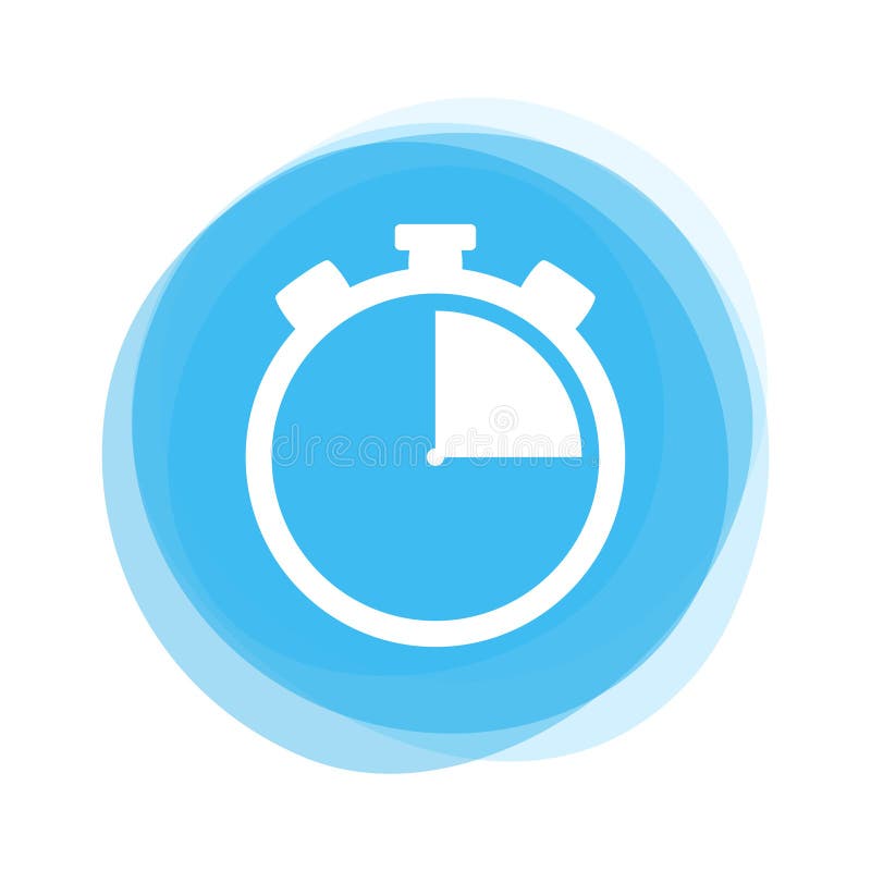 White Stopwatch on Light Blue Button Stock Illustration - Illustration ...