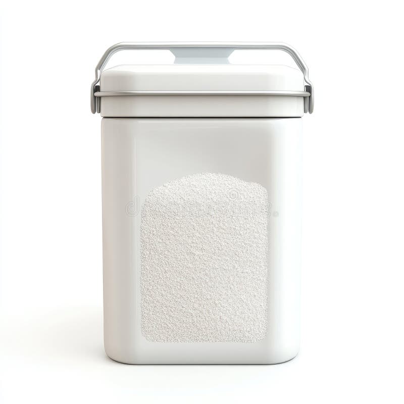 White Metal Container with Handle Filled with Granular Substance Stock ...