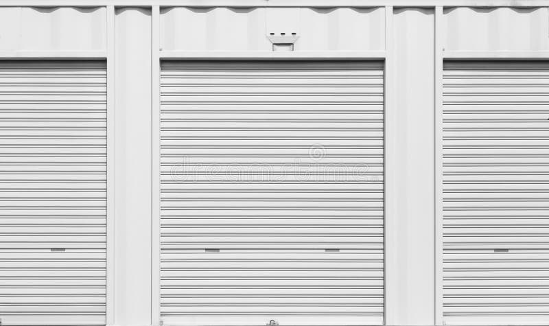 White Storage Unit or Small Warehouse for Rental Stock Photo - Image of ...