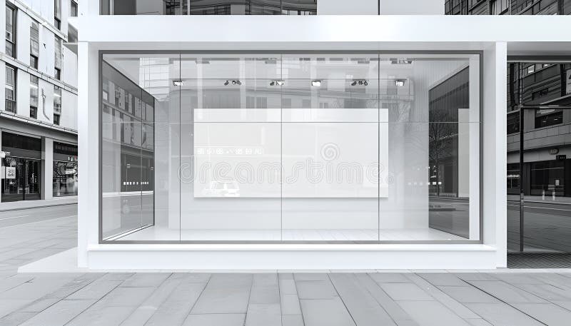 White Storefront Blank Showcases. Empty New Shop Facade Interior, Clean ...