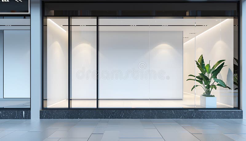 White Storefront Blank Showcases. Empty New Shop Facade Interior, Clean ...