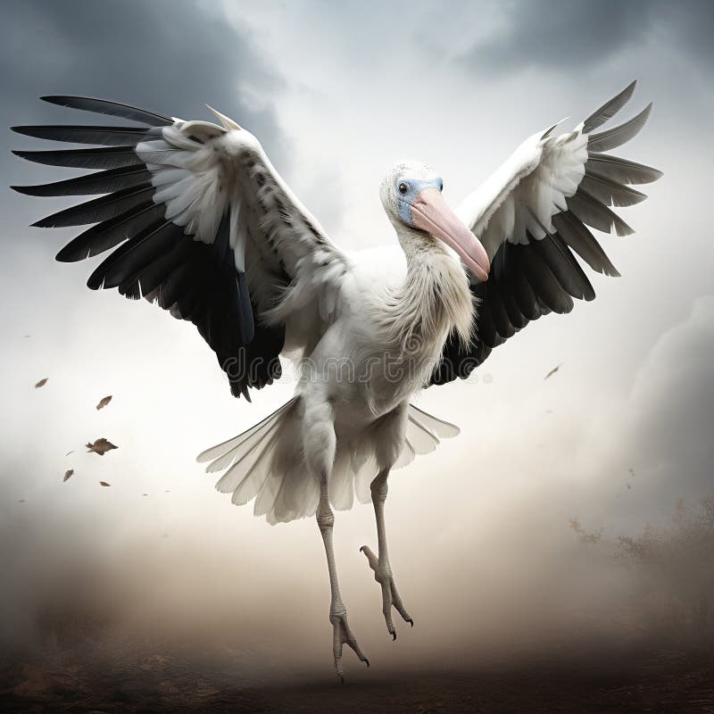 Stork in Front of Countryside. Stock Illustration - Illustration of ...